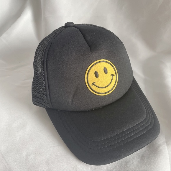 Accessories | Black Smiley Face Emoji Baseball Cap | Poshmark